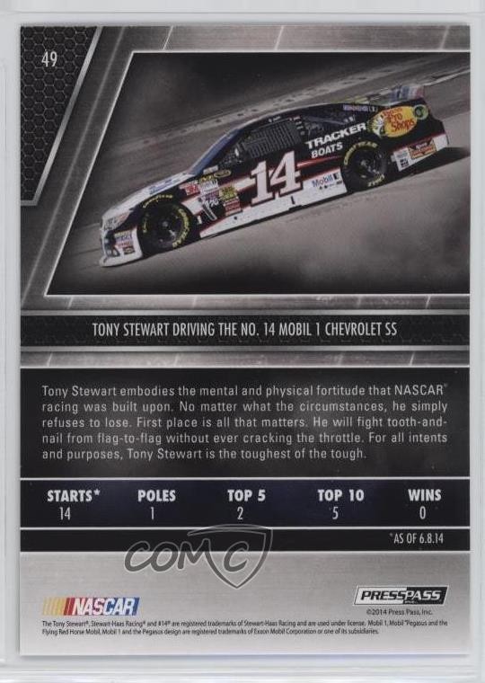 2014 Press Pass Redline Tony Stewart #49 HOF 2e7 | eBay