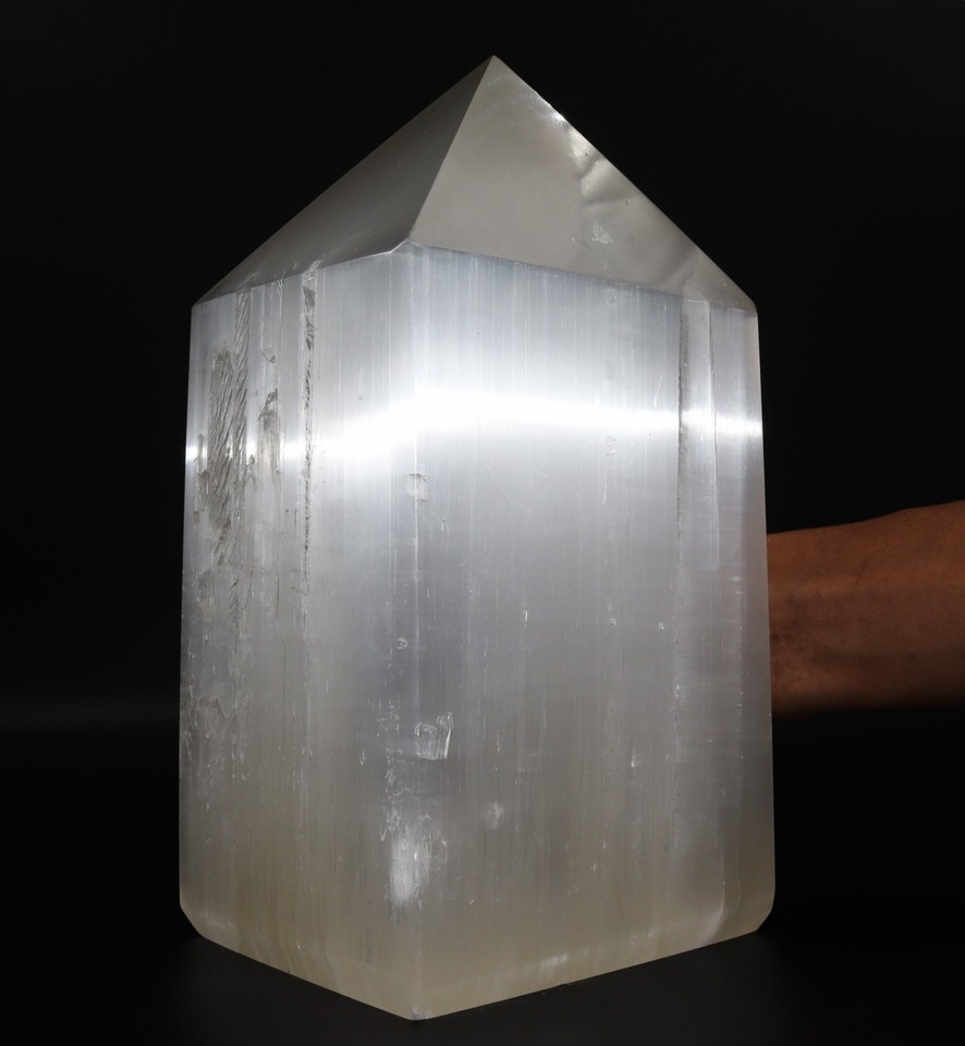 HIGHEST QUALITY White Selenite Crystal Stone Carved Wand Statue 250mm ...
