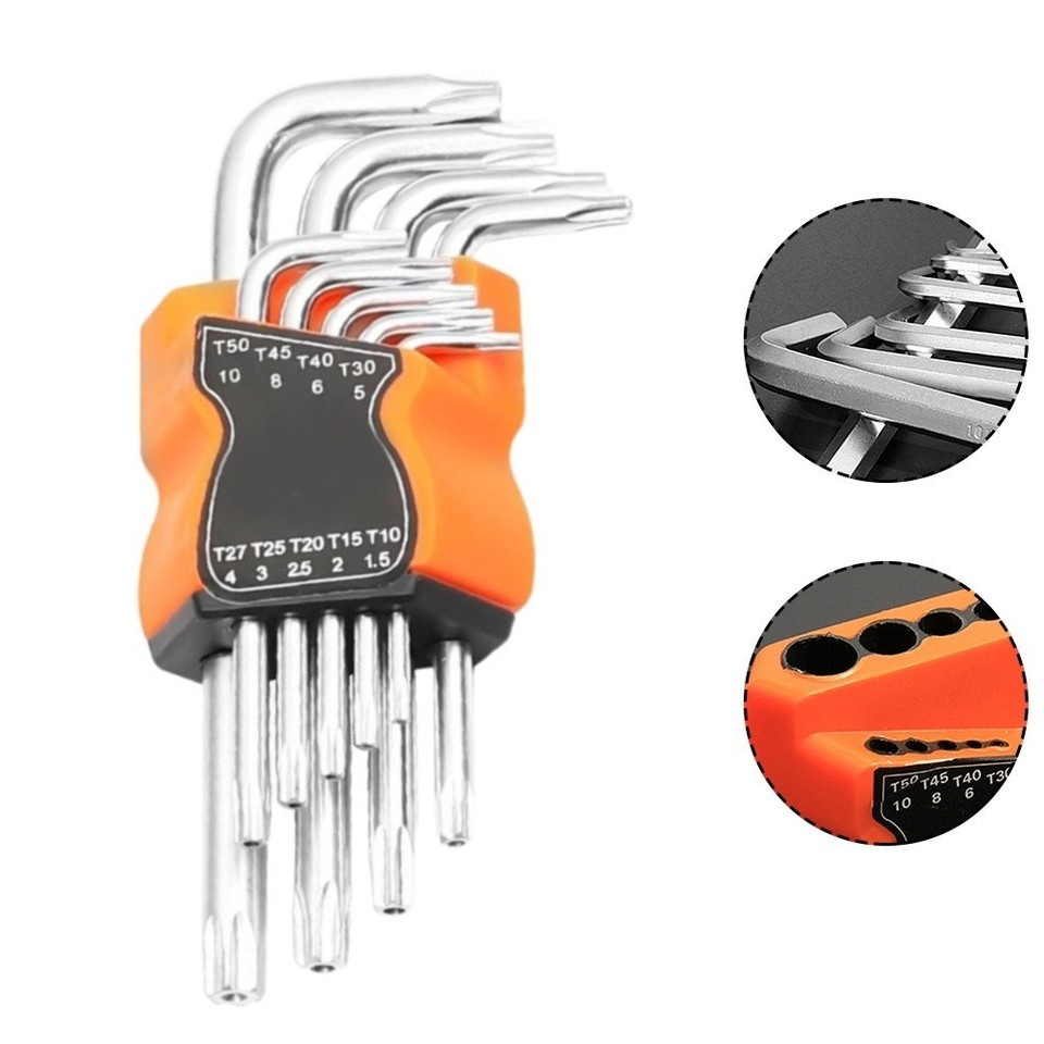 9 Pieces Star Wrench Kit Hexagon Spanner Set Dual End L Type ...