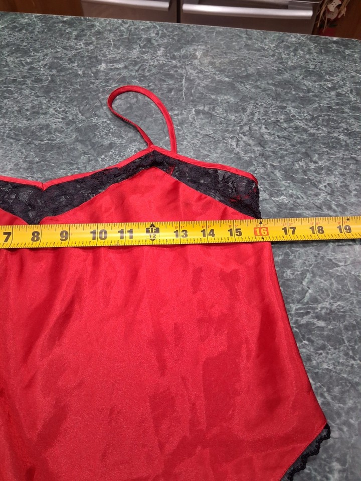 VTG Victoria's Secret Gold Label Red Satin Teddy Lingere High Cut ...