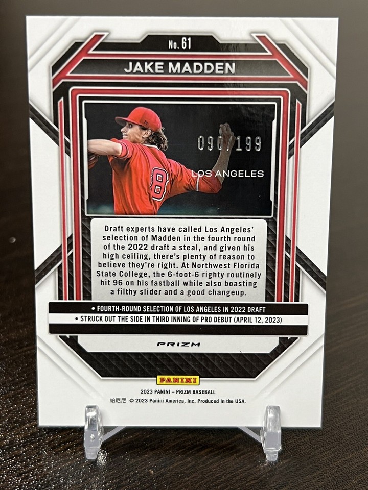 2023 Panini Prizm Jake Madden Red 90/199 RC Angels #61 | eBay