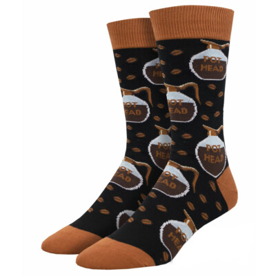 Socksmith Men's Crew Socks Coffee Beans Pot Head Fun Novelty Footwear ...