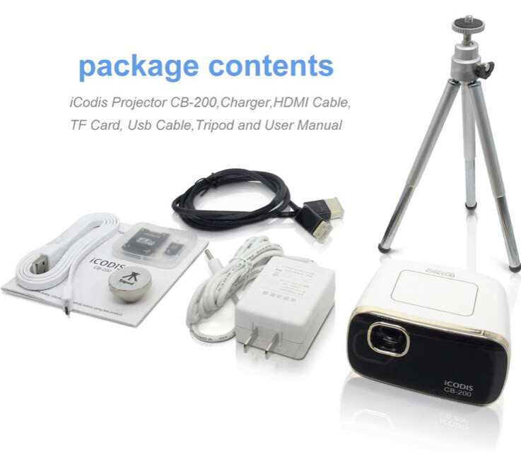 iCODIS CB-200 Android Portable Mini Pico Mobile Projector, 900 Lumen ...