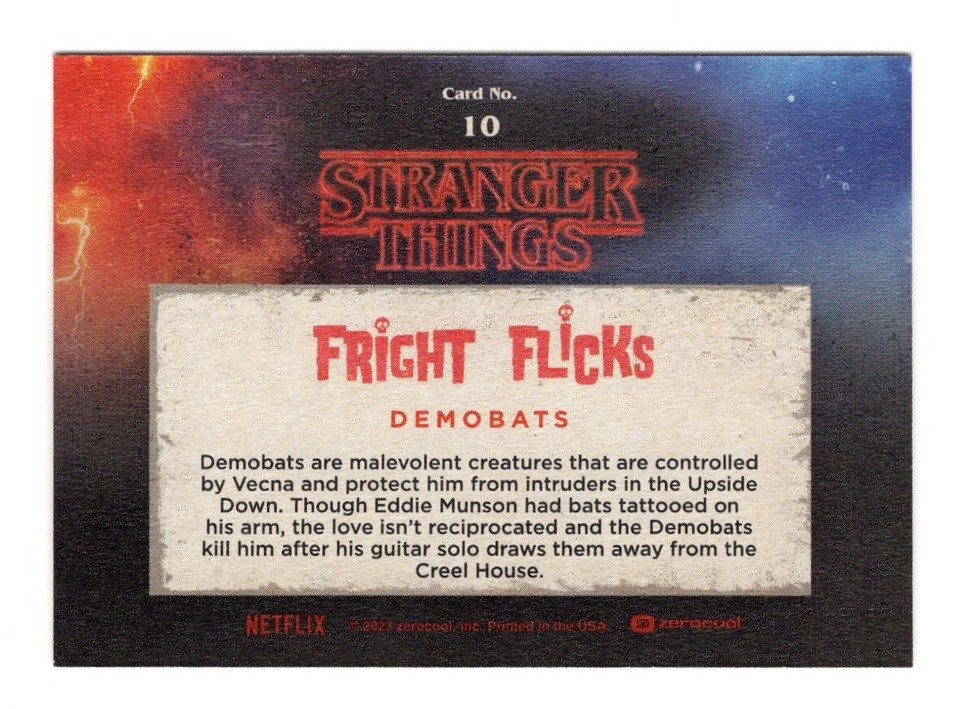 2023 ZEROCOOL STRANGER THINGS FRIGHT FLICKS DEMOBATS CARD 10 | eBay