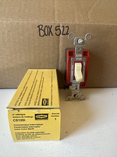 HUBBELL CS120I 20AMP, Ivory, Single Pole, Wall Switch, 120/277VAC | eBay