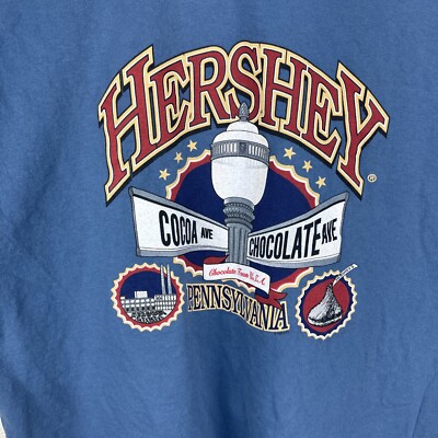 Vintage Hershey T Shirt XXL Blue Graphic Print Pennsylvania Cocoa Chocolate Y2K | eBay
