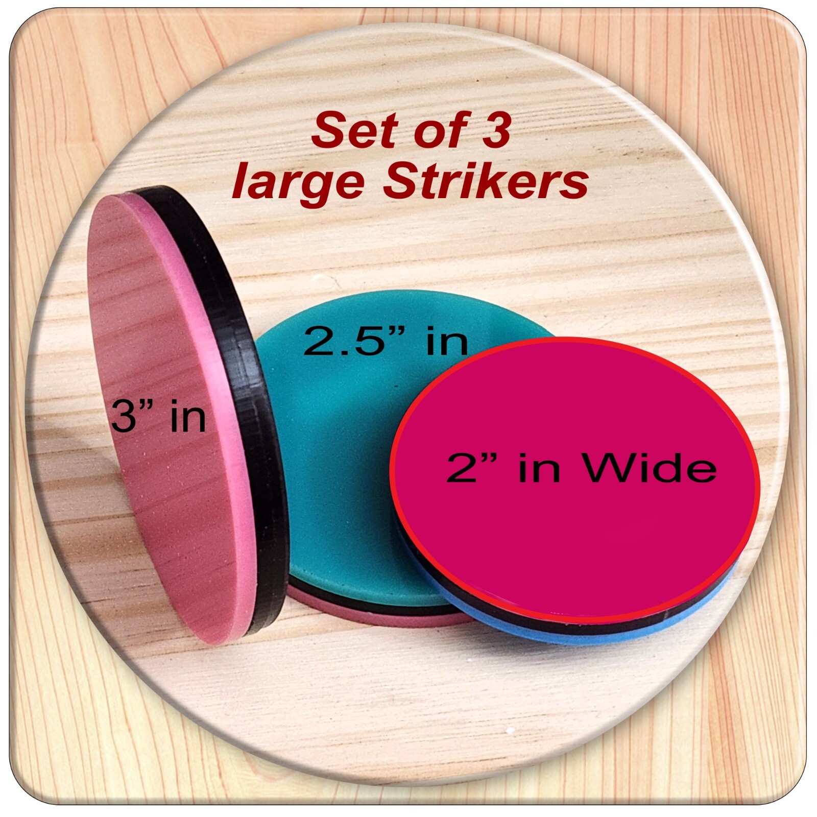 CARROM BOARD STRIKERS DISK/COINS , GOOD FOR LARGE SIZE BOARDS SET OF 3 ...