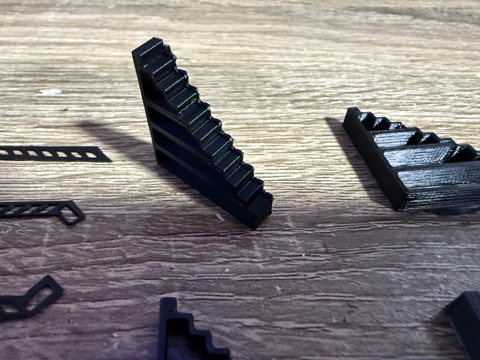 N Scale Stairs and Landing with Railing - Twelve steps 1 inch tall - 4 ...