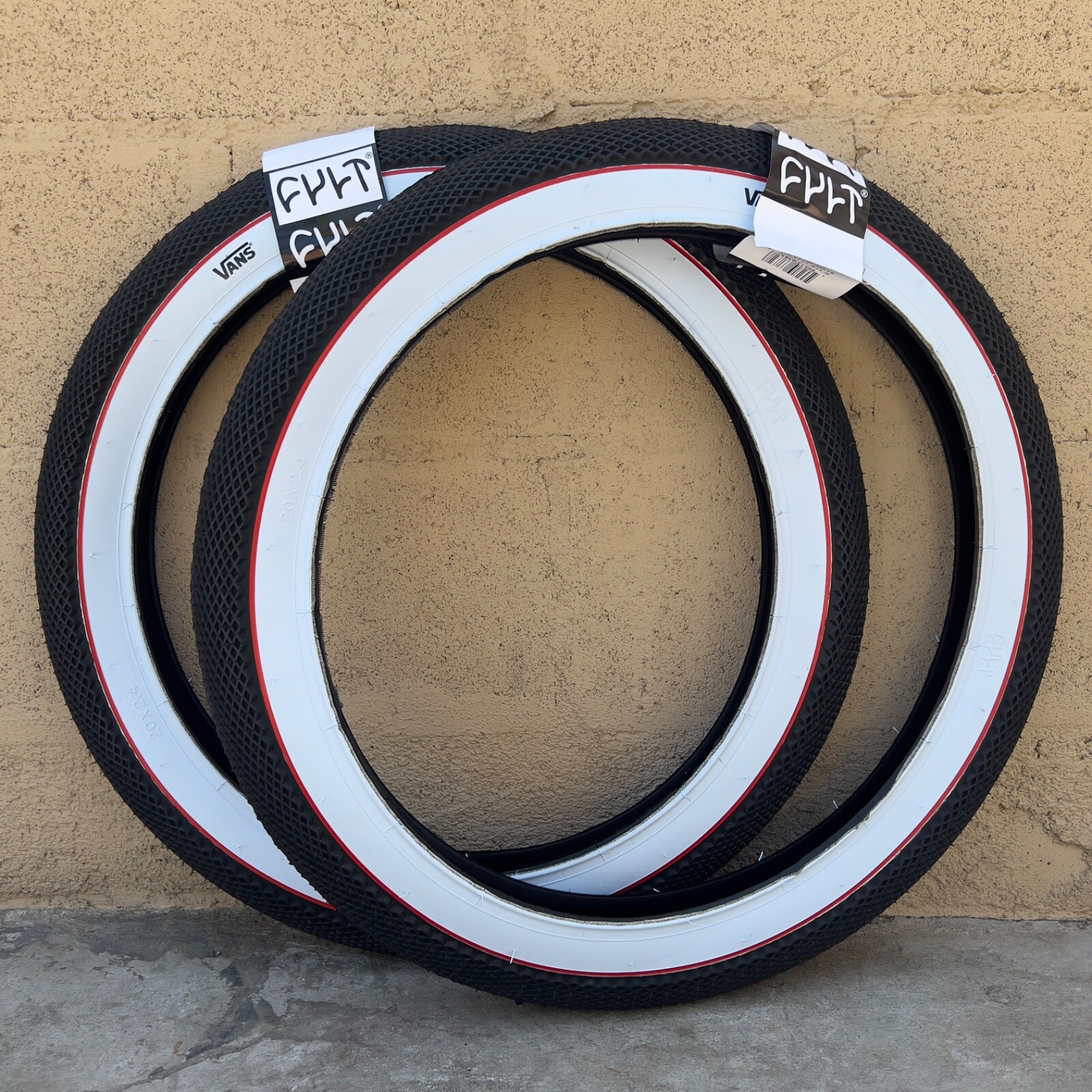 PAIR OF CULT BMX VANS 20" BICYCLE TIRES BLACK w/ WHITE SIDEWALLS | eBay