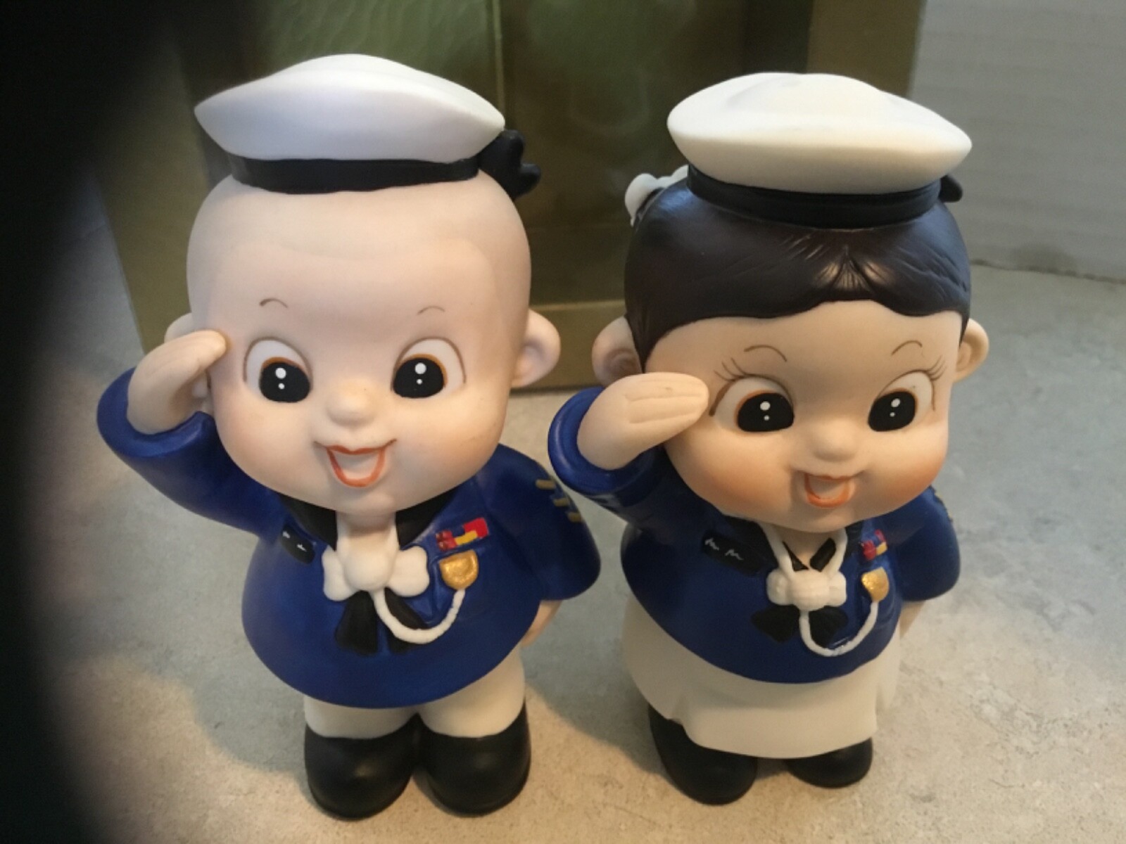 Vintage SBR Porcelain Military Navy Pair Boy & Girl Figurines Blue ...