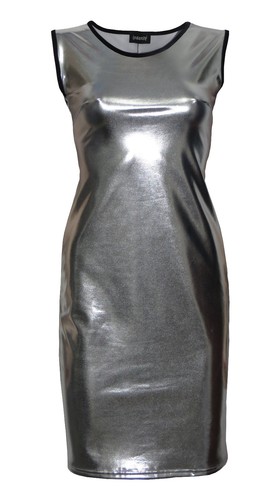 Robe Midi Crayon Bodycon En Pvc Argenté Brillant | eBay