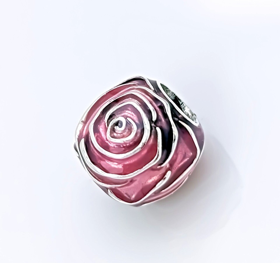New 100% Authentic PANDORA 925 ale Silver Pink Rose in Bloom Charm ...