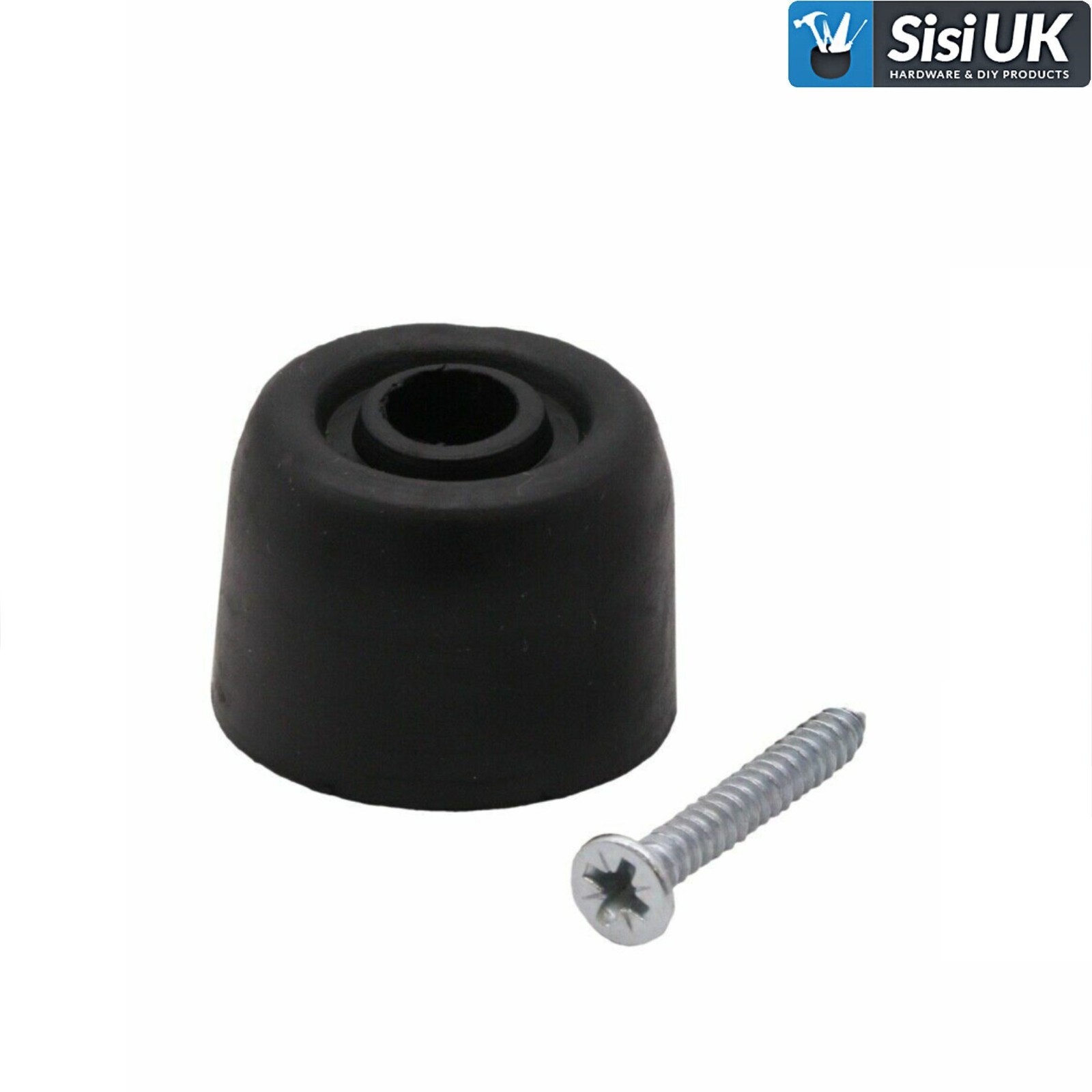 4x Rubber Door Stopper White or Black 28mm - Includes Screws - Stops ...
