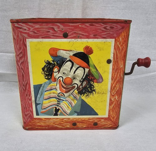 Vintage Mattel 1951/3 Tin Jack In The Box 5.5"H 5.25"L Empty Parts Or ...