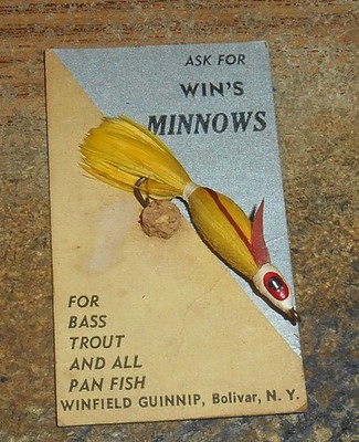 VINTAGE WINFIELD GUINNIP WIN'S MINNOW FLY ROD LURE/NEW ON CARD/RARE! | eBay
