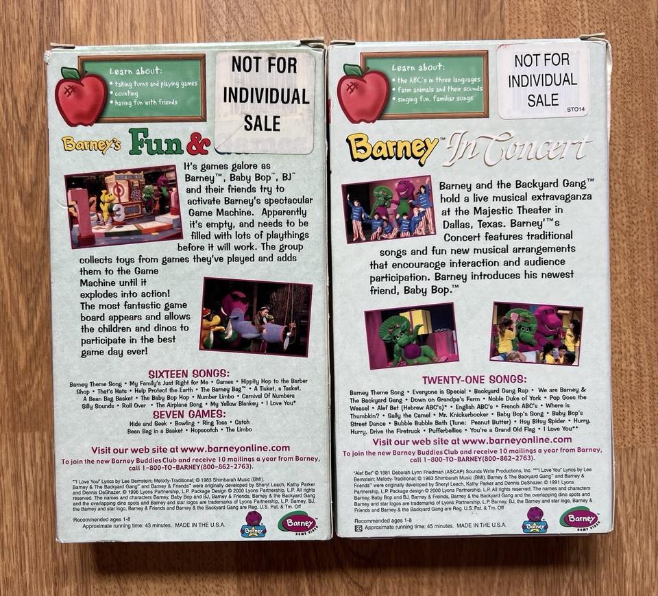 Barney Fun and Games/Barney In Concert (VHS, 2000, Classic Collection ...