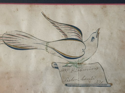 Antique William B. Fleming Lisbon Center NY Calligraphy Penmenship Dove ...