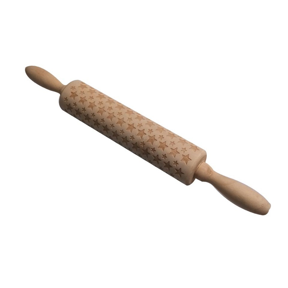 Wooden Rolling Pin Beautiful Printing Rolling Pin for Home Store Baking ...