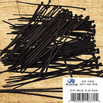 100 Pack Lot Pcs - 8" Inch UV Resistant Nylon Cable Zip BLACK 40 lbs ...