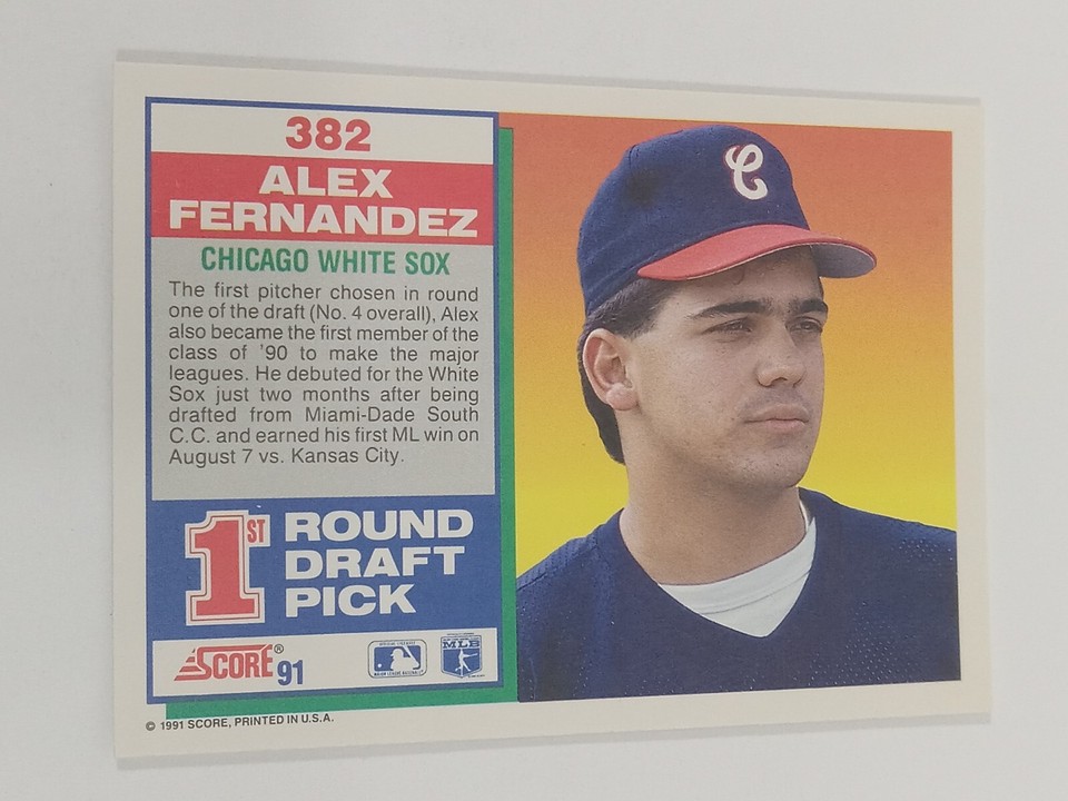 1991 Score Baseball 1st Round Draft RC #382 Alex Fernandez Chicago ...