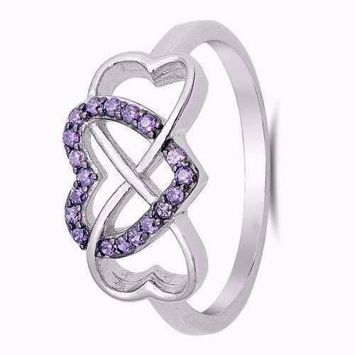 USA Seller Infinity Heart Ring Sterling Silver 925 Amethyst Clear CZ ...