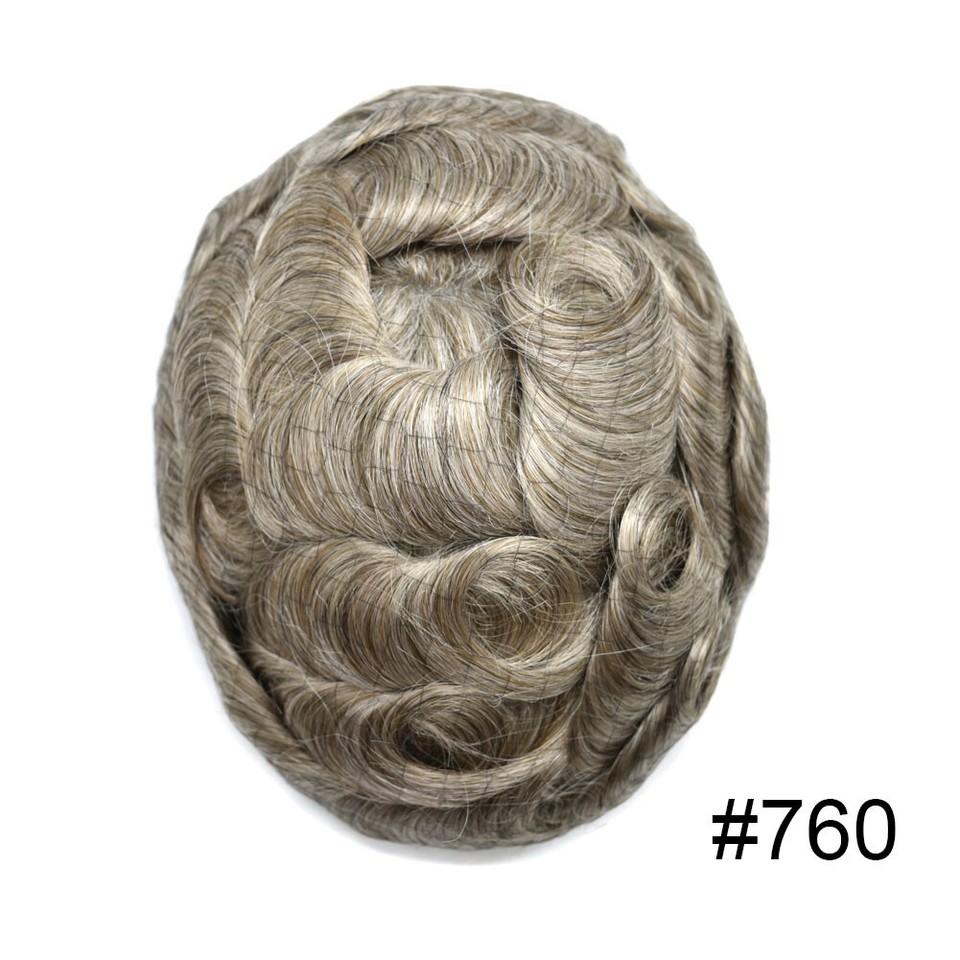 Mens Toupee Human Hair Replacement Full Poly Skin Injected PU System ...