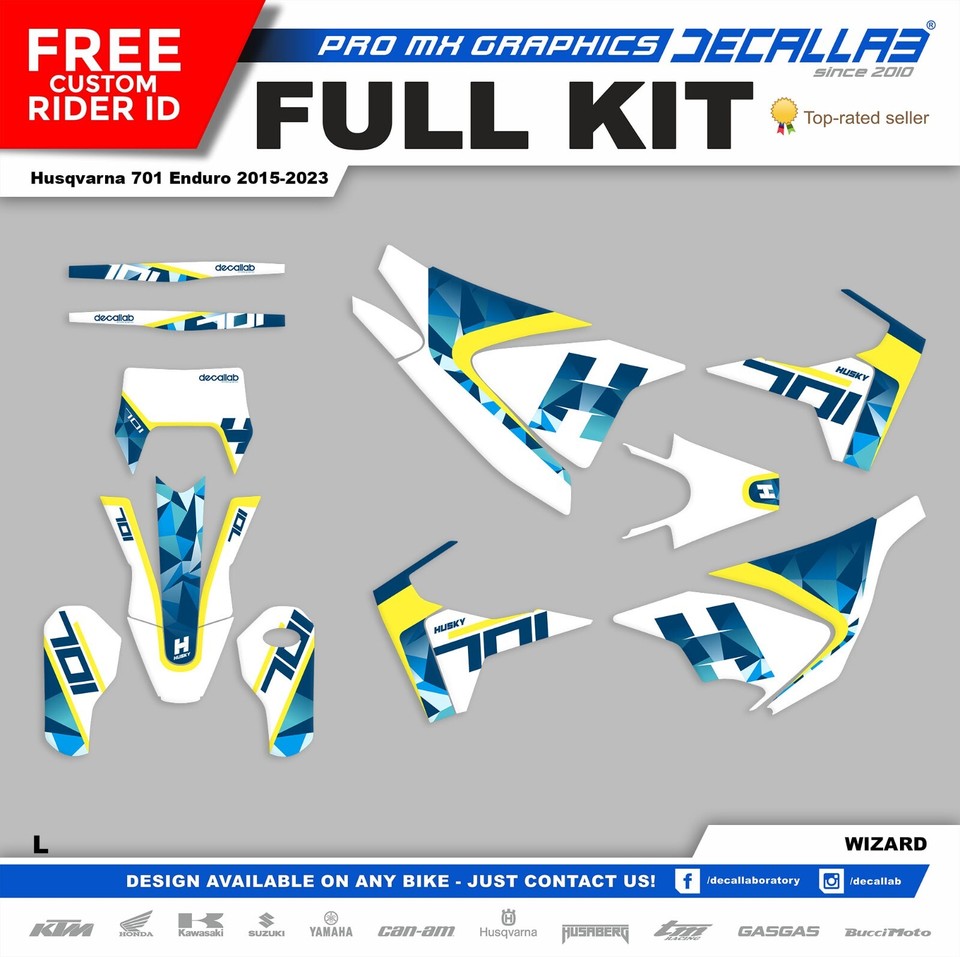 HUSQVARNA 701 Enduro 2015-2023 MX Sticker Graphics Kit WHITE CHROME ...