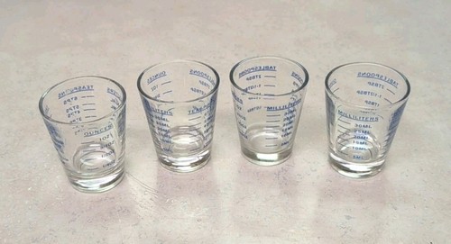 4 Multi-Purpose Measuring Shot Glass Jigger Shot Bar Tool Oz Tsp Tbsp ...