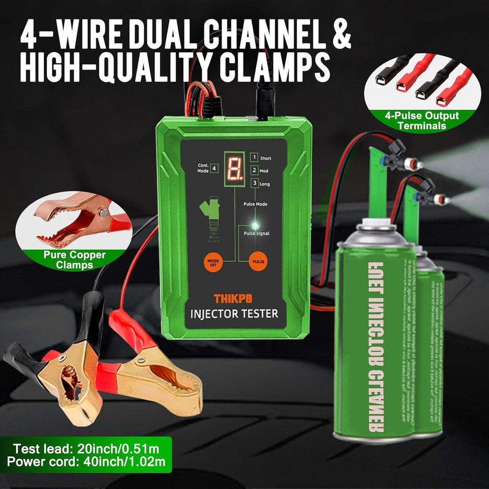 Universal Fuel Injector Tester Cleaner Tool Kit 8 Pulse Modes 4 Channel ...