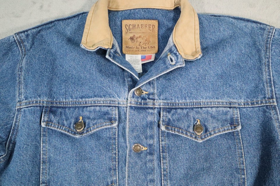 Vintage Schaefer Outfitter 581 Denim Trucker Jacket Mens Medium Light ...