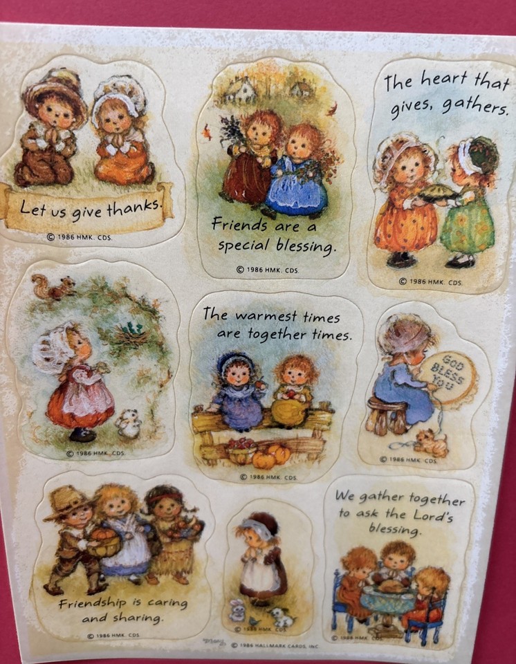 Vintage 80s Hallmark Thanksgiving With Sayings Sticker Sheet | eBay