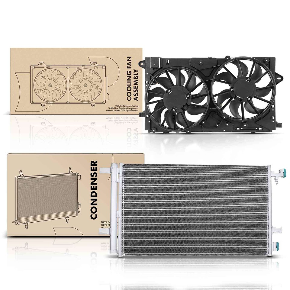 AC Condenser & Dual Cooling Fan Assembly Kit for Chevrolet Impala ...