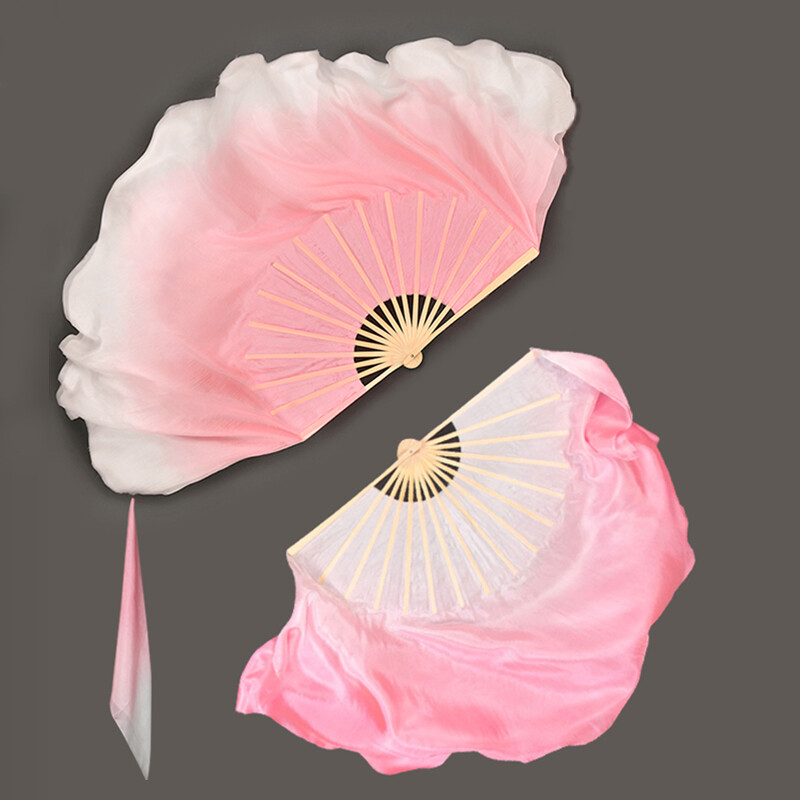 Half Circle Double Side Fan Women Folk Dance Long Flutter Fan Veils ...