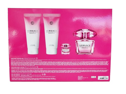 VERSACE BRIGHT CRYSTAL ABSOLU by Versace 4 PIECE GIFT SET - 3.0 OZ EAU ...