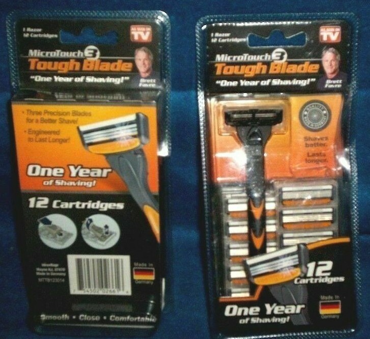 2 MicroTouch 3 Tough Blade Men Razors + 24 Refill Cartridges 2 Years of ...