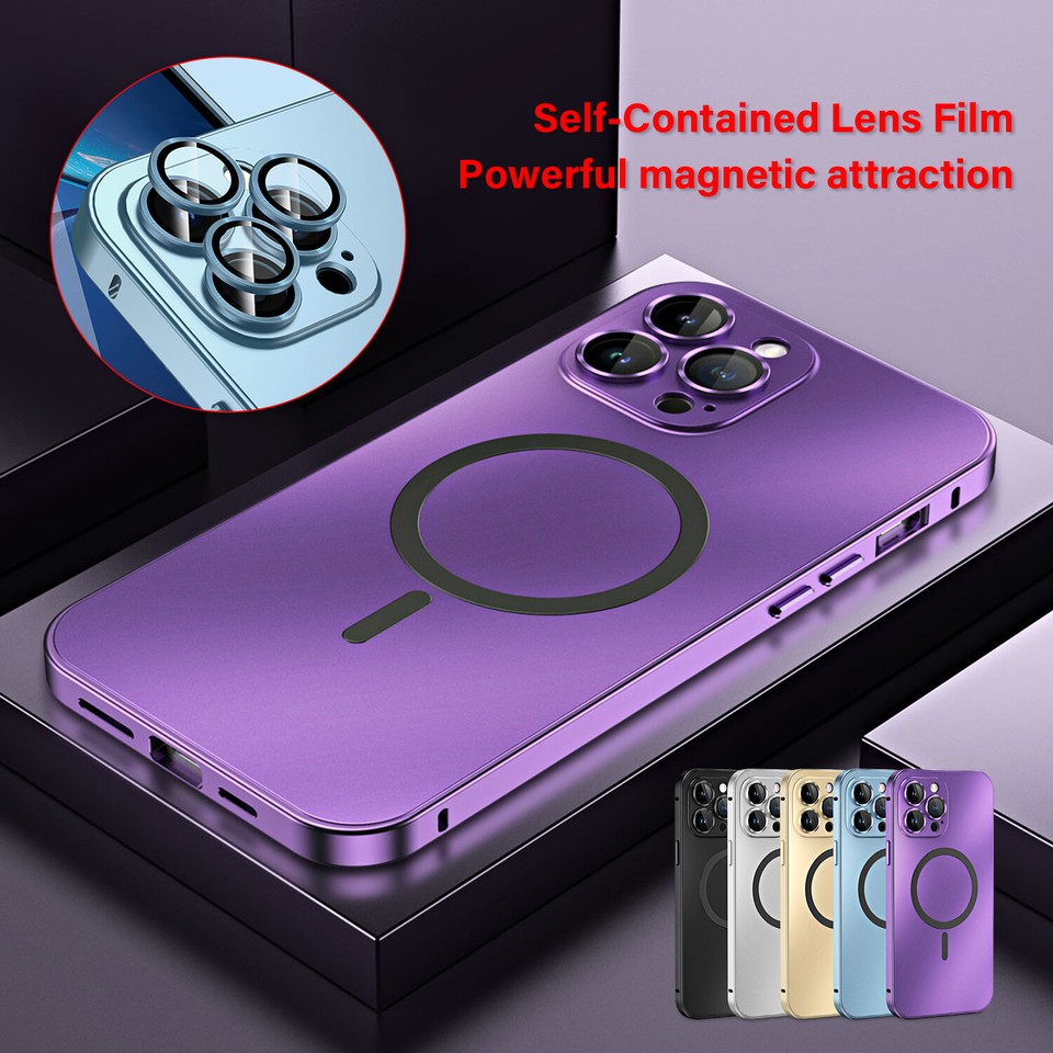 Aluminium Alloy Metal Magnetic MagSafe Case For iPhone 15 14 Pro Max 13 ...