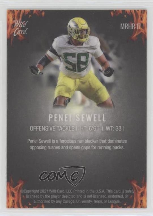 2021 Wild Card MATTE Rookie Heat White - Orange Flames /125 Penei ...