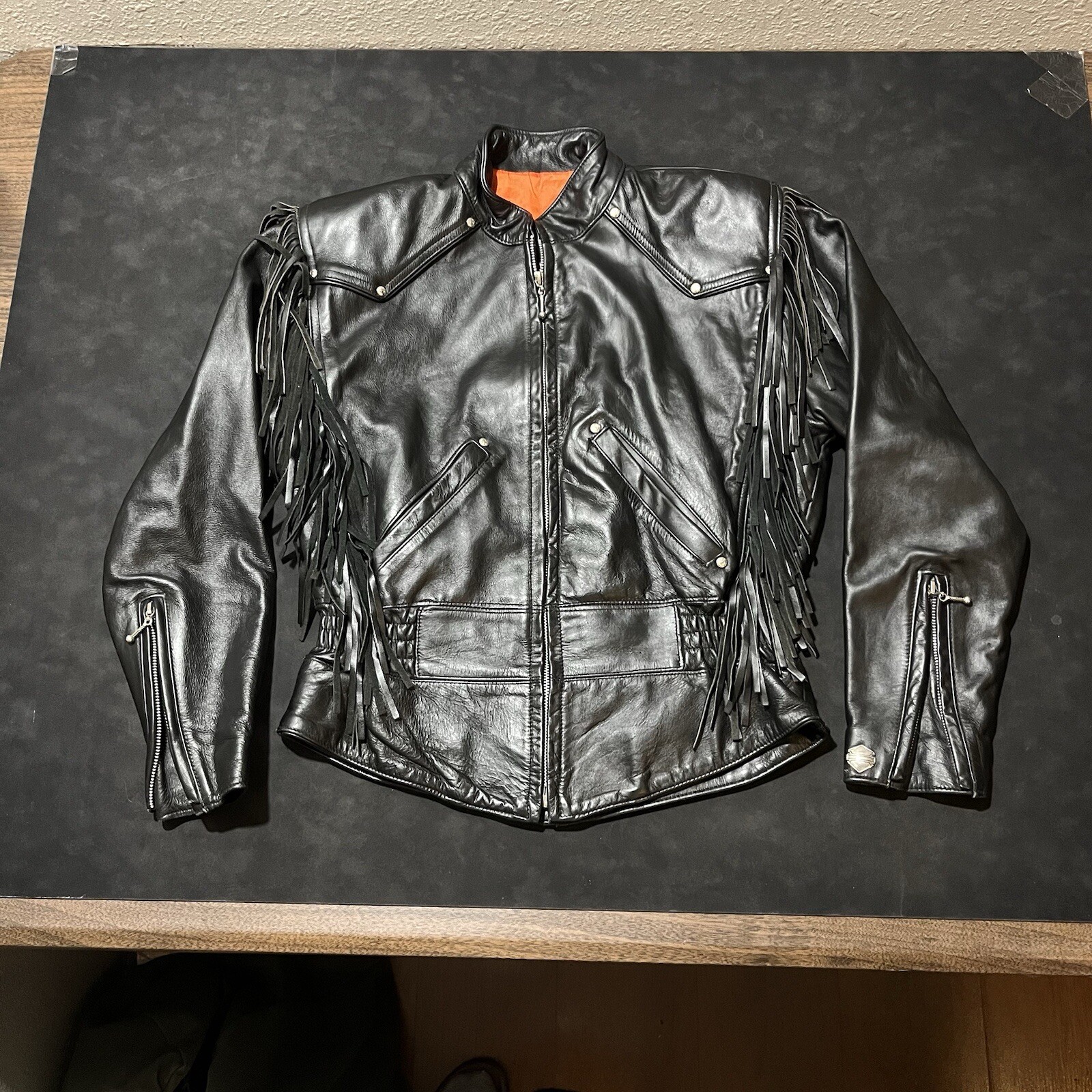 Harley Davidson Fringe Leather Jacket Biker Motorcycl… - Gem