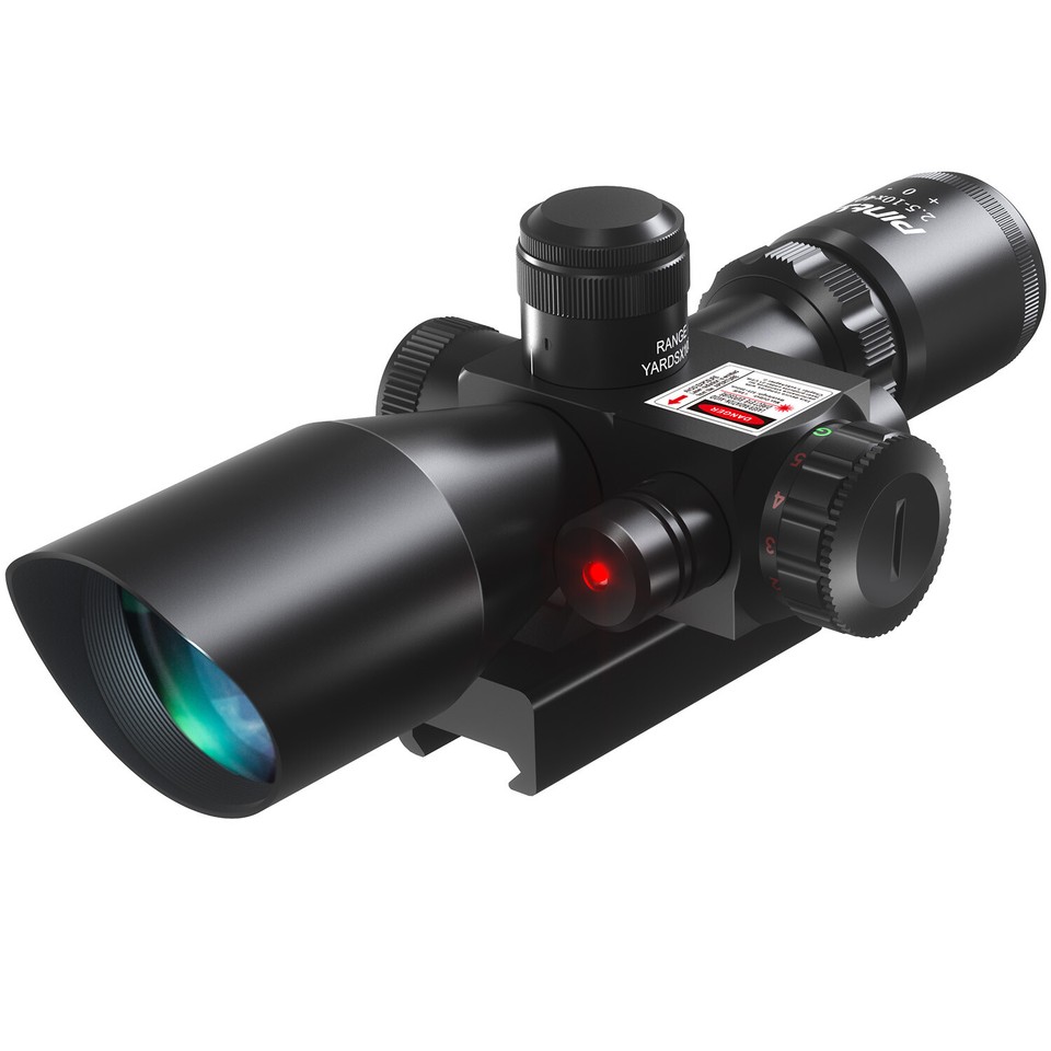 Pinty 2.5-10x40 EG Rifle Scope R&G Dual Illuminated MilDot Red Laser ...