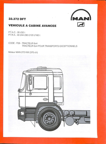 MAN TRUCKS ( D ) FICHE TECHNIQUE / VÉHICULE A CABINE AVANCÉE 33 . 372 ...