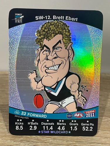 2011 AFL TEAMCOACH STAR WILDCARD CARD BRETT EBERT (PORT ADELAIDE) SW12 ...