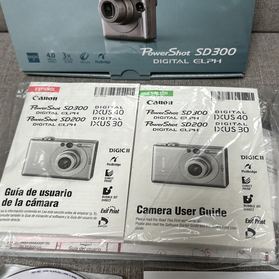 Canon PowerShot S300 Digital Elph Camera BOX, MANUAL, DISCS ONLY - NO ...
