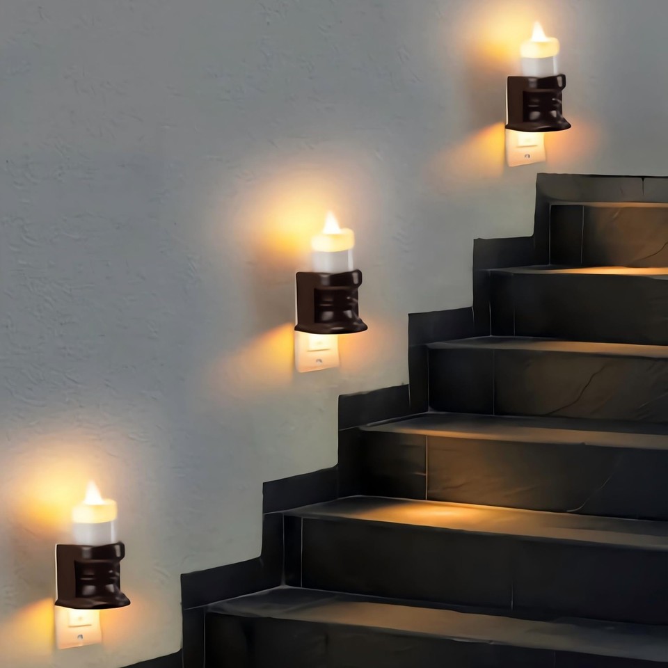 Flameless Candle Night Light Dimmable Nightlight Plug in Wall LED ...