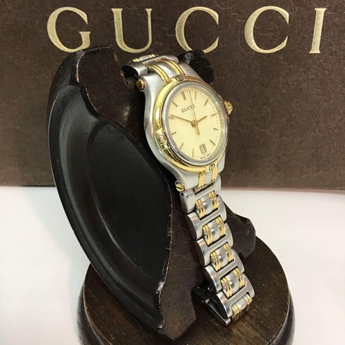 Gucci 9040L Watch Quartz 26mm Women's Gold Dial Swiss Made Round ...