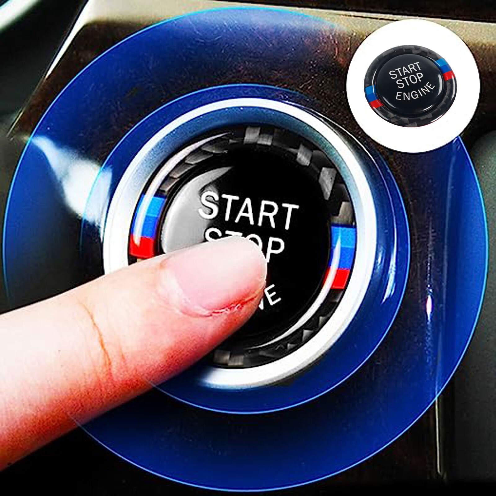 Start Stop Knopf glanz passend Ring für BMW 3er E90/E91 5er E60 X5 E70 ...