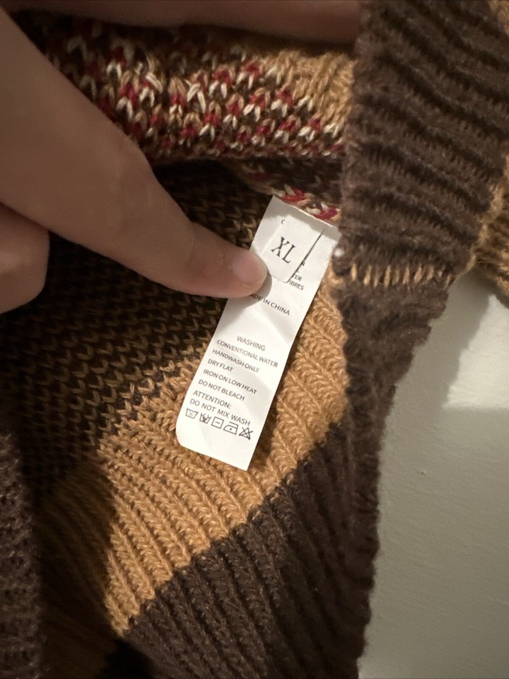 Sinransinya Cardigan Sweater Button Brown Aztec / Native American ...