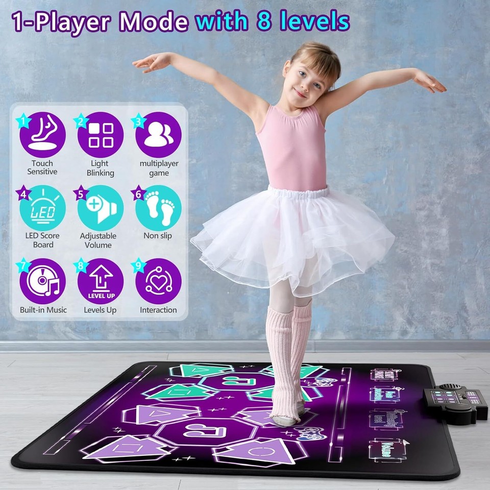 Kids Dance Mat Toys,2-Player Dance Pad Gifts for Girls Boys Toddlers 3 ...
