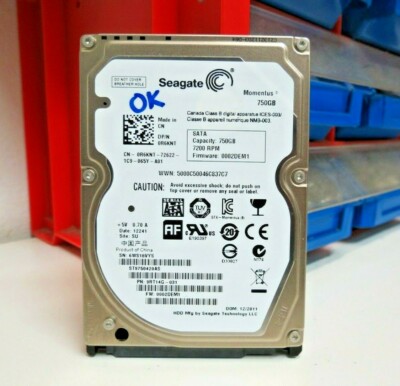 Disque Dur 2.5 " SATA Seagate Momentus 750GB ST9750420AS Pn : 9RT14G ...
