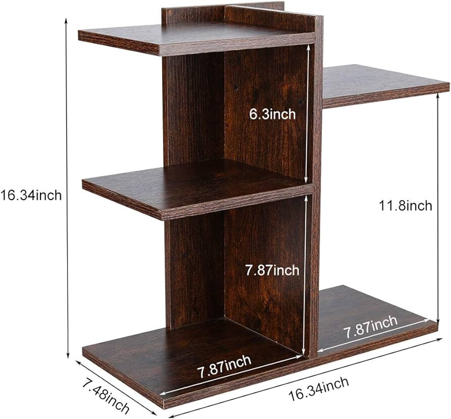 PAG Wood Desktop Shelf Small Bookshelf Retro Brown | eBay