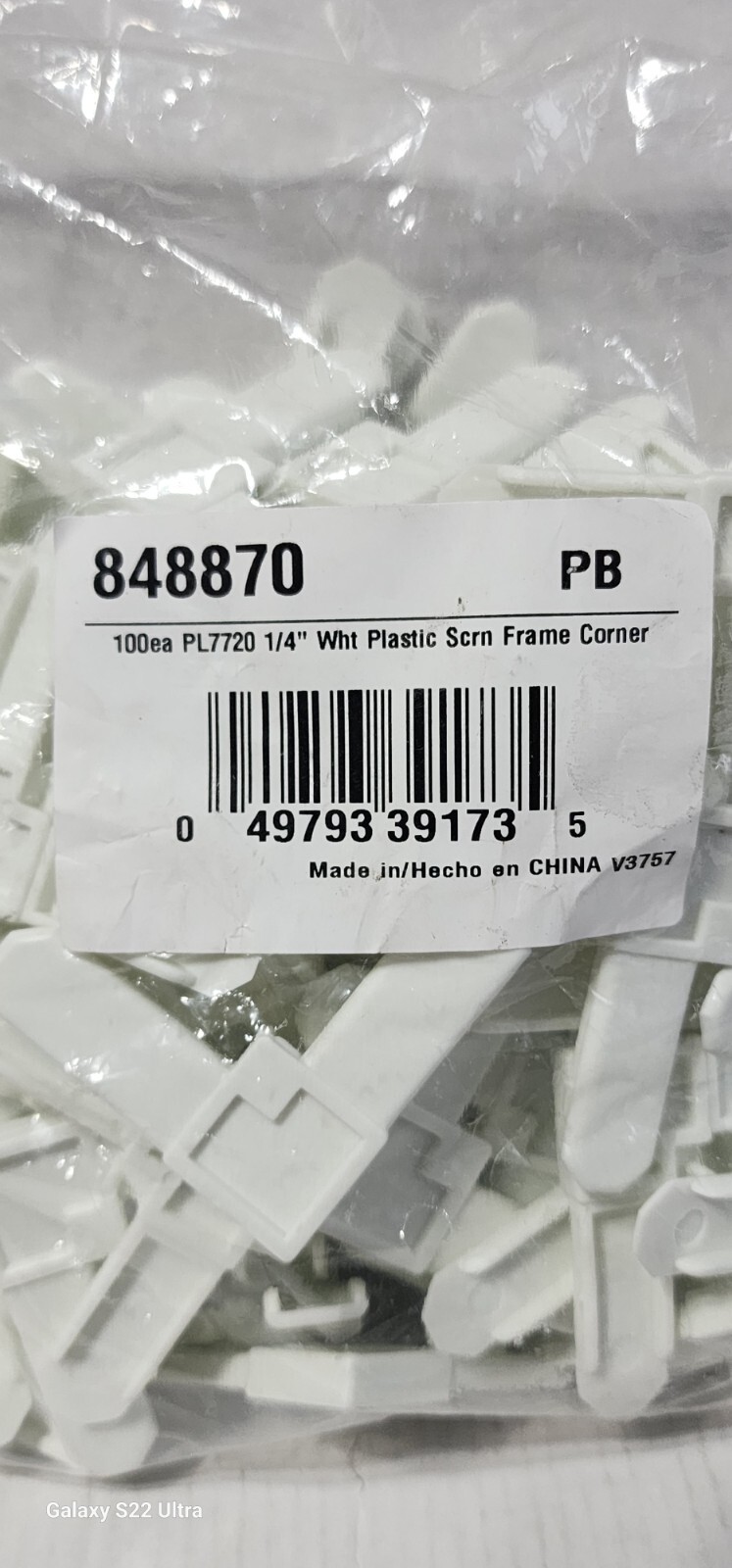 100PK - White Plastic Screen Frame Corner 1/4" x 1/4" PL7720 - NEW | eBay